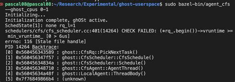I Am Getting This Error When Running The Simple Exp After Running The Ghost CFS Scheduler