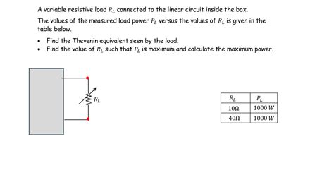 solved a variable resistive load rl ﻿connected to the linear
