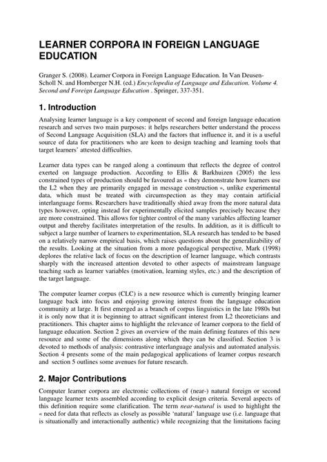 Pdf Learner Corpora In Foreign Language Education