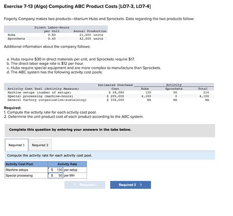 Solved Exercise Algo Computing ABC Product Costs Chegg Com