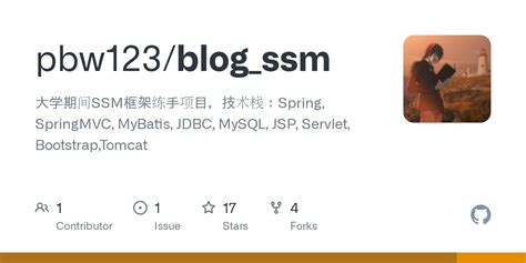 GitHub pbw blog ssm 大学期间SSM框架练手项目技术栈Spring SpringMVC MyBatis JDBC MySQL JSP