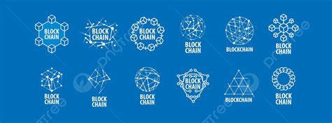 Satu Set Logo Vektor Abstrak Blockchain Logo Koneksi Blockchain Vektor Blockchain Koneksi