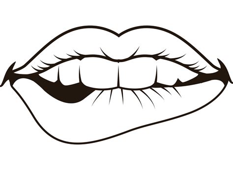 Mouth Biting Her Lip Monochrome Pop Art 24085635 Png