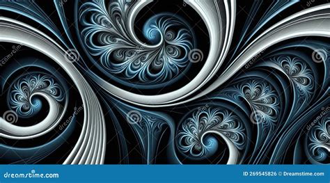 Blue And Silver Abstract Recursive Spiral Texture Pattern Wallpaper Or Banner Design