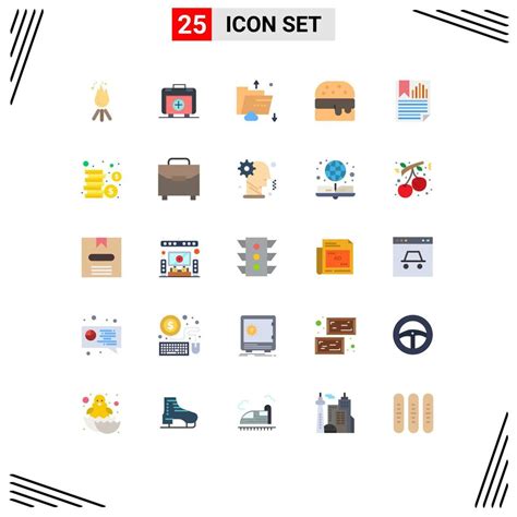 User Interface Pack Of 25 Basic Flat Colors Of Data Food Medical Fast Food Multimedia Editable