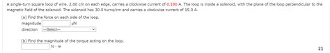 Solved A Single Turn Square Loop Of Wire 2 00 Cm On Each Chegg Com