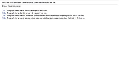Solved If A And If N Is An Integer Then Which Of The Chegg Com