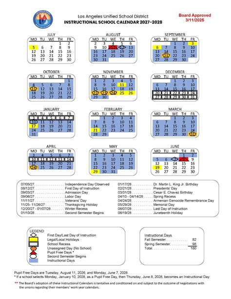 Lausd School Calendar Printable 2026 2027 School Calendar