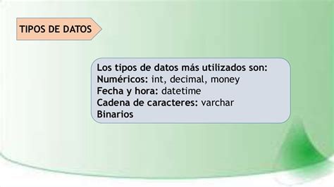 Tablas Y Tipos De Datos En Microsoft Sql Server