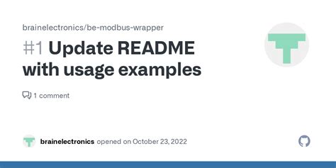 Update Readme With Usage Examples · Issue 1 · Brainelectronicsbe
