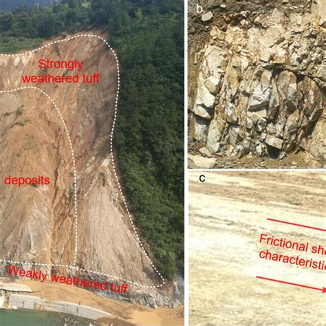 A Geological Phenomena Of The Landslide Source Area B Strongly