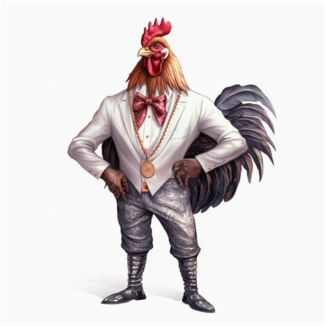 Premium Photo Cartoon Of A Rooster Dressed In A Tuxedo And A Gold Chain Generative Ai