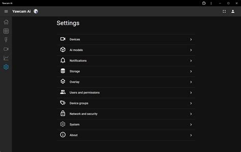 Settings Yawcam Ai