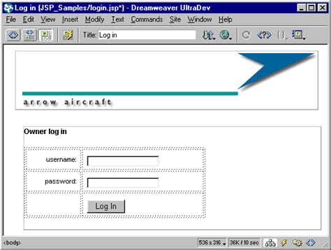 macromedia dreamweaver ultradev arrow aircraft 4 restricting access