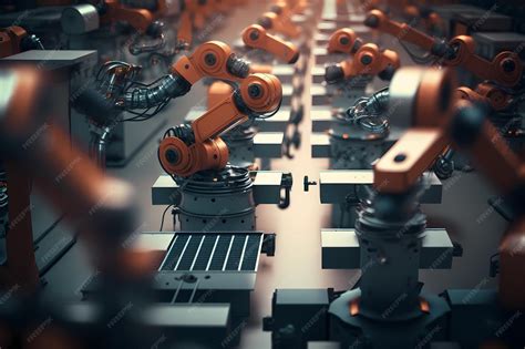 Premium Ai Image Industrial Robotic Arms Production Line Futuristic Automated Artificial