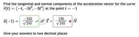 Solved Find The Tangential And Normal Components Of The Chegg Com