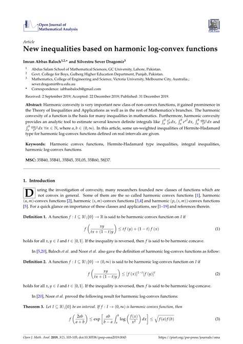 (PDF) New inequalities based on harmonic log-convex functions