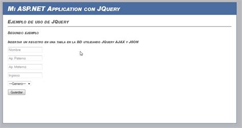 Tutorial De Aspnet Jquery Ajax Json Y Linq Insertar Registro En Una