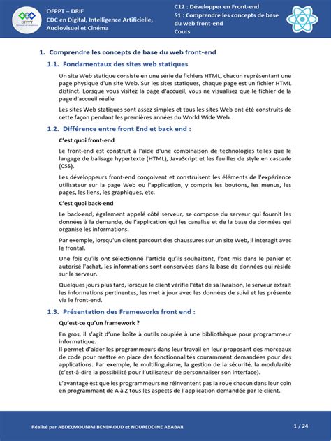 Cours React Pdf Sites Web Javascript