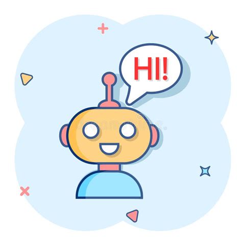 Cute Robot Chatbot Icon In Comic Style Bot Operator Vector Cartoon Illustration Pictogram Stock