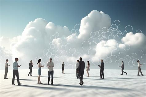 Premium Photo Cloud Networking With People Files Dropping Through