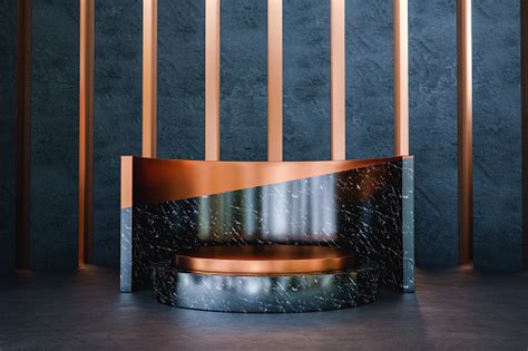 3d 일러스트레이션 제품 프리젠 테이션을위한 대리석 디스플레이 홍보 및 광고 개념 0명에 대한 스톡 사진 및 기타 이미지 0명 3차원 형태 개념 Istock