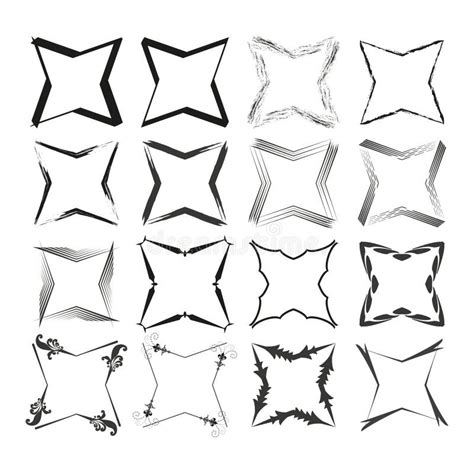 Decorative Square Frames Black And White Geometric Shapes Vector Elements Stock Illustration