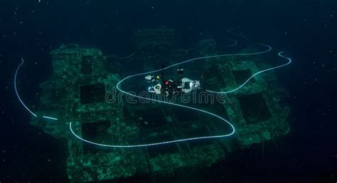Underwater Robot Exploring Sunken Shipwreck Deep Sea Exploration And Technological Advancement