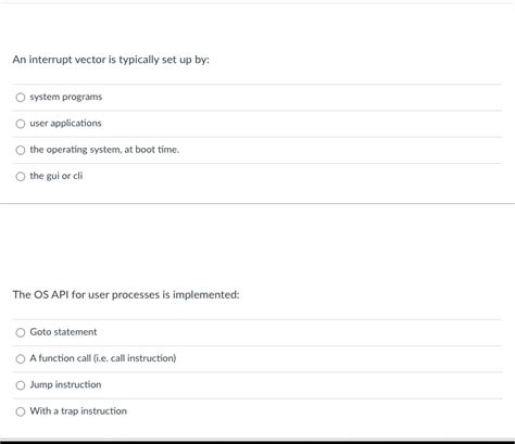 An Interrupt Vector Is Typically Set Up By System