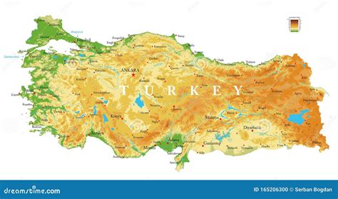 Mapa Fizyczna Turcji Ilustracja Wektor Ilustracja Złożonej Z Eurasia