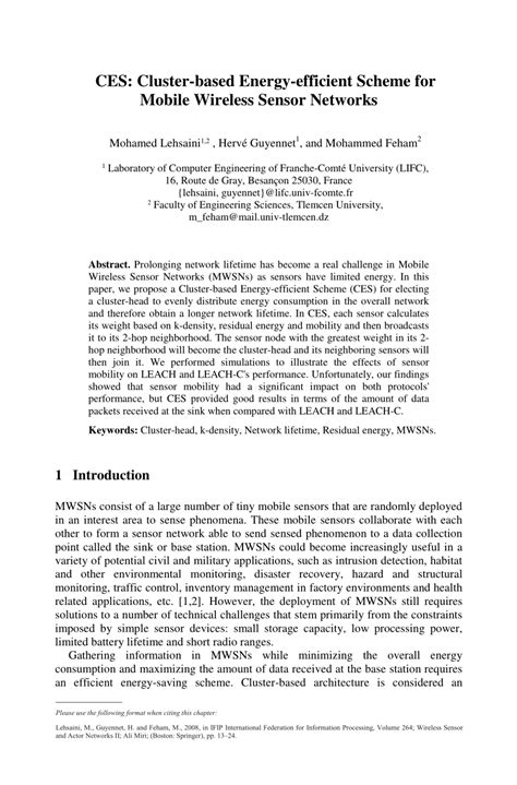 Pdf Ces Cluster Based Energy Efficient Scheme For Mobile Wireless