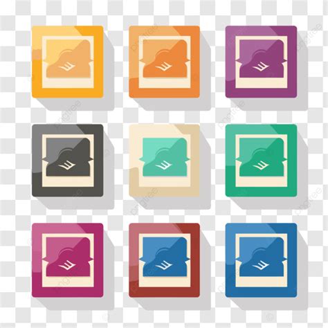 Flat Icons In Colorful Squares Vector A Simplistic Colorful Icon Of Licenses On A White