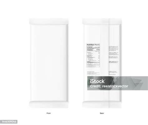 샘플 텍스트 모형이 있는 현실적인 초콜릿 바 전면 및 후면보기 가방에 대한 스톡 벡터 아트 및 기타 이미지 가방 견과 공란 Istock