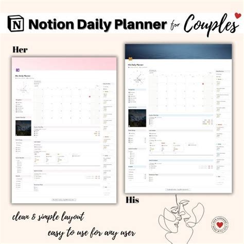 Notion Template Notion Couple Planner Notion Couple Dashboard All In One Dashboard Notion Daily