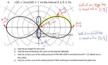 BC Calculus Practice Polar Curves Area Arc Length Volume TPT