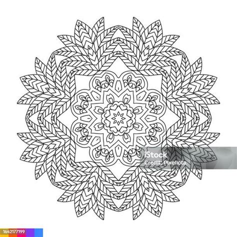 색칠하기 책 페이지를 위한 만다라 아트 디자인 그래픽 프린트에 대한 스톡 벡터 아트 및 기타 이미지 그래픽 프린트 꽃 식물