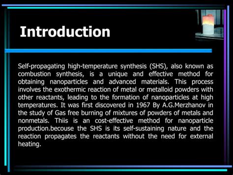 Self Propagating High Temperature Synthesisppt