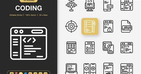 coding icons icons ft programming and algorithms envato