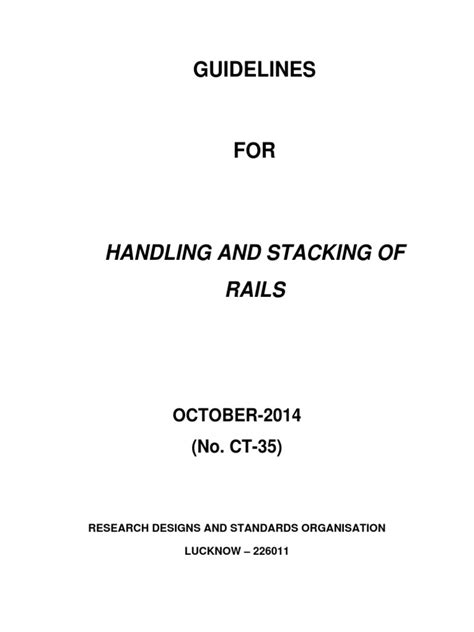 Ct 35 Guidelines Handling Stacking Of Rails Oct 2014 Pdf Track