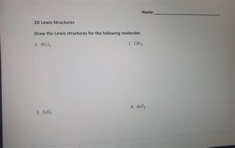 Solved Name D Lewis Structures Draw The Lewis Structures Chegg