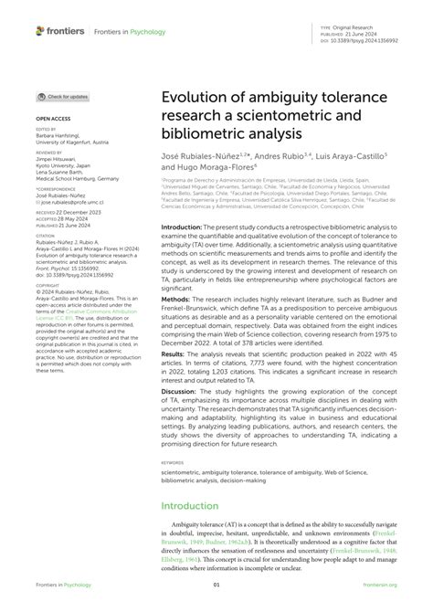 (PDF) Evolution of ambiguity tolerance research a scientometric and bibliometric analysis