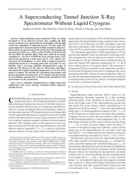 Pdf A Superconducting Tunnel Junction X Ray Spectrometer Without