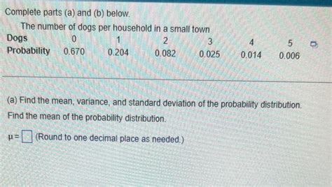 Solved Find The Mean Variance And Standard Deviation Of Chegg