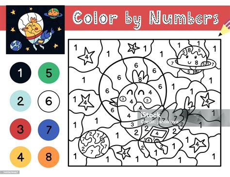 새 우주 비행사와 함께 그림을 숫자로 색칠하십시오 어린이를위한 우주 활동 페이지 0명에 대한 스톡 벡터 아트 및 기타 이미지 0명 개발 교육 Istock