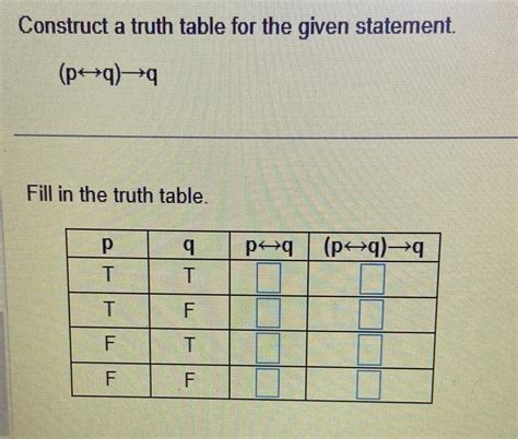 Solved Construct A Truth Table For The Given Statement