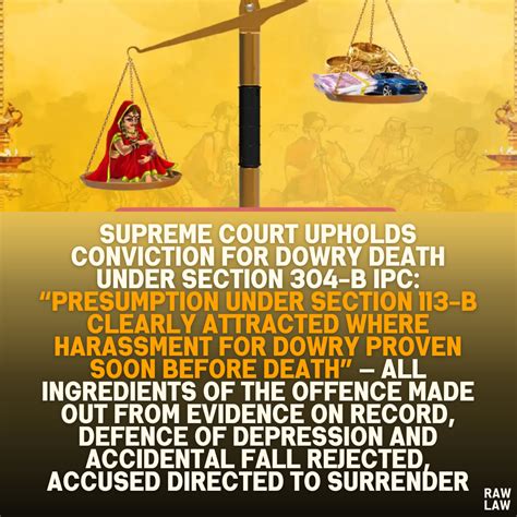 Supreme Court Upholds Conviction For Dowry Death Under Section 304 B