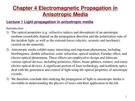 Ppt Chapter 4 Electromagnetic Propagation In Anisotropic Media Powerpoint Presentation Id