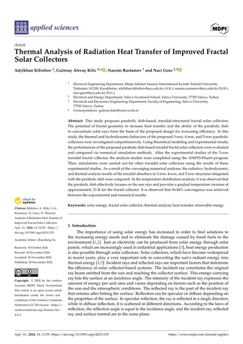 Pdf Thermal Analysis Of Radiation Heat Transfer Of Improved Fractal Solar Collectors