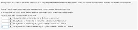 Solved Finding Extrema Of A Function Of One Variable Is A