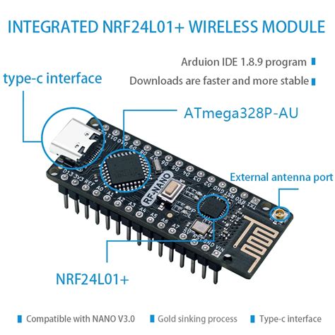 RF Nano Compatible Arduino Nano V Type C Integrated NRF L Wireless CC Bluetooth